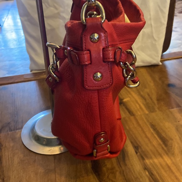 Coach | Bags | Coach Red Pebbled Leather Shoulder Bag | Poshmark